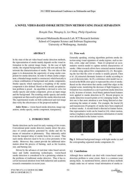 A Novel Video Based Smoke Detection Method Using I Pdf Experiment