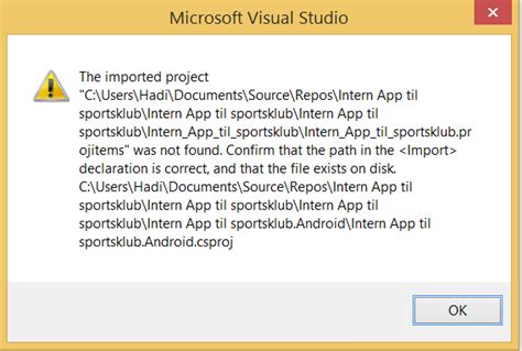 VS 2017 Xamarin Imported Project Was Not Found Issue 1447