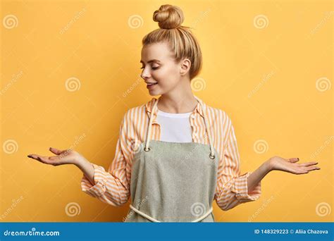 Beautiful Girl Shrugging Her Shoulders Stock Image Image Of Baker