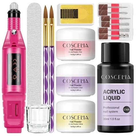 COSCELIA Kit Complet Acrylique Ongles 3PCS Poudre Acrylique Avec