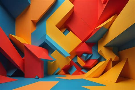 Premium Photo Abstract Geometric Shapes Modern Background With Vibrant Colors Generative Ai