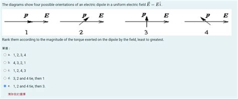 Solved The Diagrams Show Four Possible Orientations Of An Electric