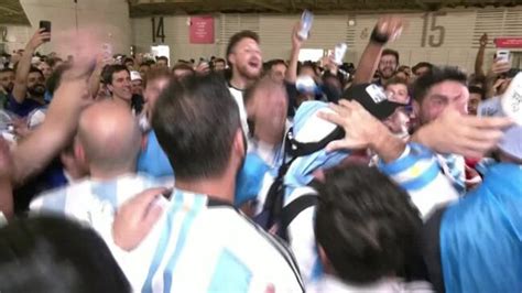 Argentine Soccer Fans Celebrate Win Over Dutch Au