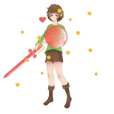Chara With A Sword And Shield Glitchtale Amino