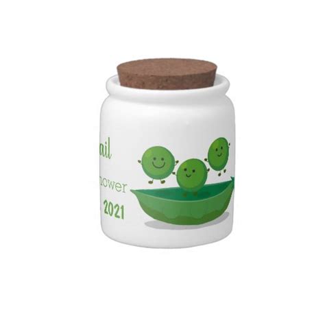 Cute Jumping Peas In Pod Cartoon Illustration Candy Jar Zazzle