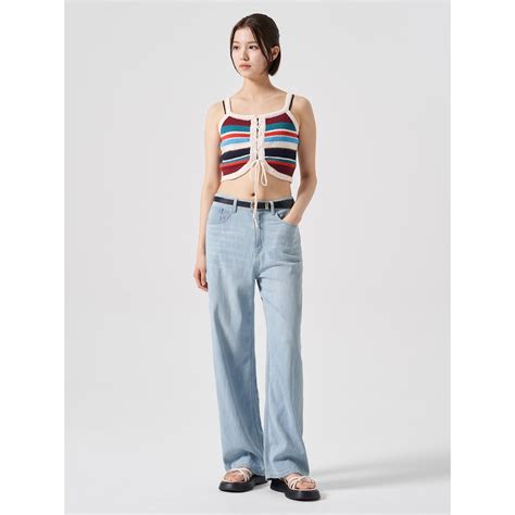 에잇세컨즈 세미 와이드 워싱 데님 팬츠 스카이블루 324521hp4q