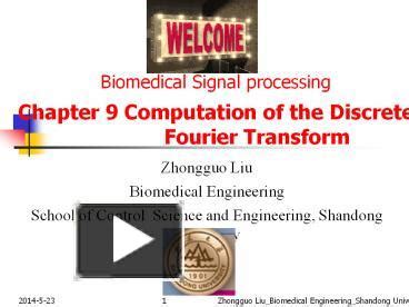 PPT Chapter 9 Computation Of The Discrete Fourier Transform
