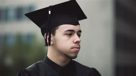 Premium AI Image A Man Wearing A Graduation Cap And Gown Stands In