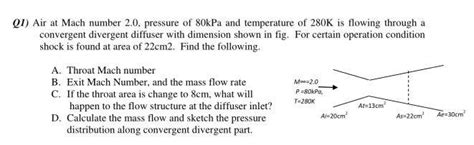 Solved Q1 Air At Mach Number 20 Pressure Of 80kpa And