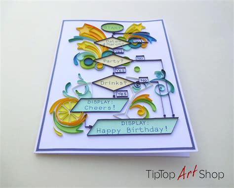 Funny Quilling Birthday Card For It Engineers Homemade Paper Greeting