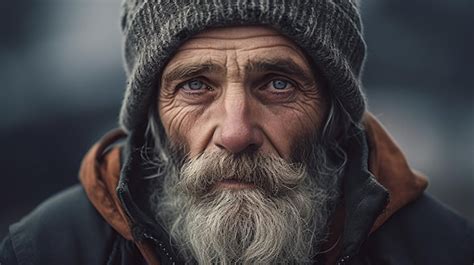 Premium AI Image A Man With A Grey Beard And A Hat