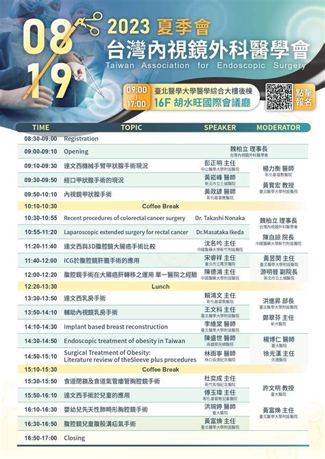 【學術活動】2023年 台灣內視鏡外科醫學會 夏季會 Tsmbs醫學會