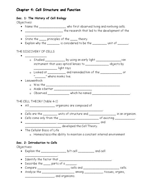 Chapter 4 Cell Structure And Function Sec 1 The History Of Cell
