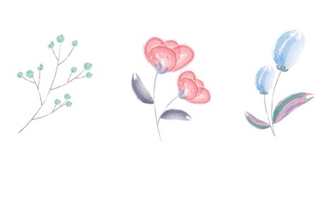 Watercolour Single Flowers In Pastel Colour 13461214 Vector Art At Vecteezy