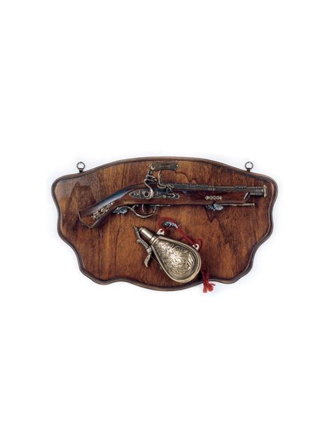 Panel With Gun And Gunpowder Flask