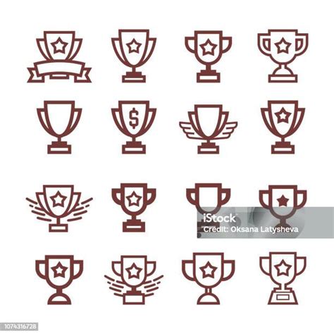 챔피언스 트로피 수상 아이콘 벡터 세트 게임 아이콘입니다 Championship에 대한 스톡 벡터 아트 및 기타 이미지