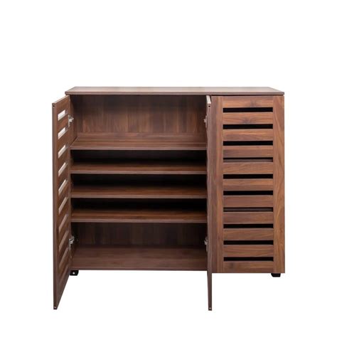 Entryway Shoe Storage Cabinet Shoe Organizer With Louvered Doors On