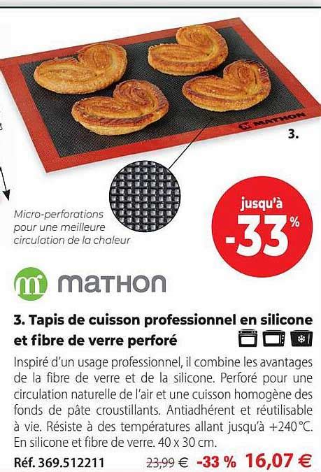 Promo Tapis De Cuisson Professionnel En Silicone Et Fibre De Verre
