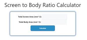 Screen To Body Ratio Calculator Savvy Calculator