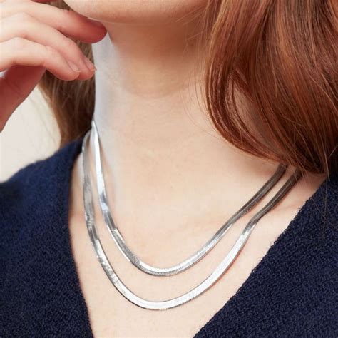 Sterling Silver Herringbone Necklace Mejuri Sterling Silver Chain