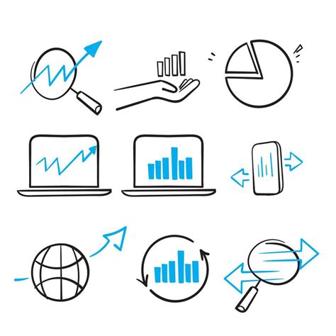 Hand Drawn Doodle Simple Set Of Data Analysis Related Vector Line Icons