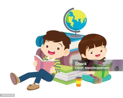 행복한 아이들이 책을 읽다 학교 개념 아이들과 책으로 돌아가기 개념에 대한 스톡 벡터 아트 및 기타 이미지 개념 교과서 교사 교육 관련 직업 Istock