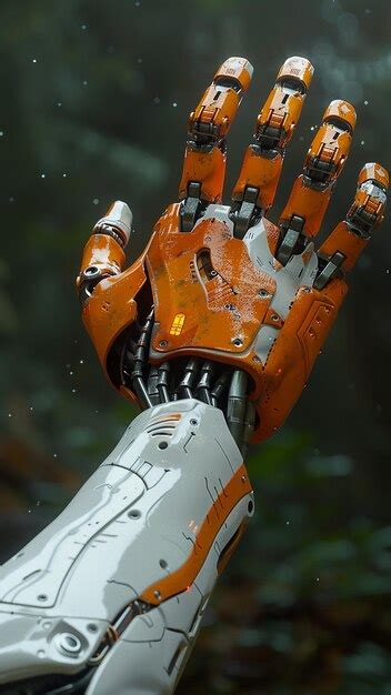 3d Rendered Robotic Arm Comparison With Human Arm Premium AI