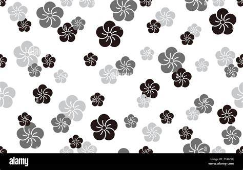 vector seamless pattern with japanese vintage plum flower symbols