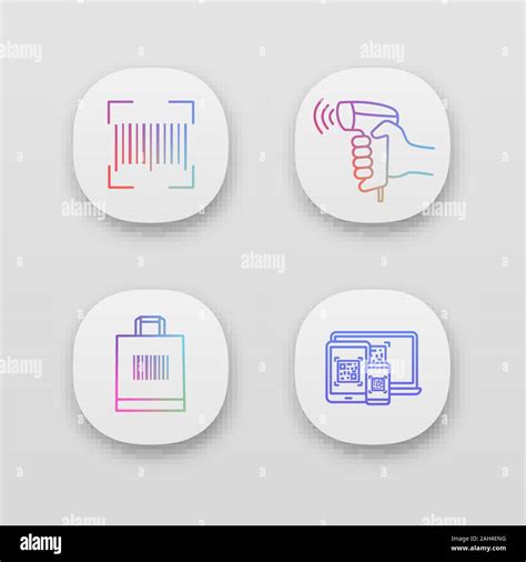 Barcodes App Icons Set Uiux User Interface Linear Code Handheld