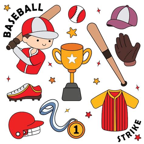 Conjunto De Vectores De Fideos Con Equipo Y Jugador De Béisbol De