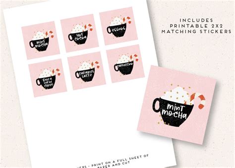 Download Print Cup Of Cheer Postcard And Label Etsy