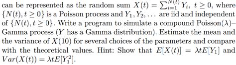 Solved A Compound Poisson Process Is A Stochastic Process Chegg