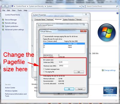 Managing Virtual Memory Pagefile In Windows 7
