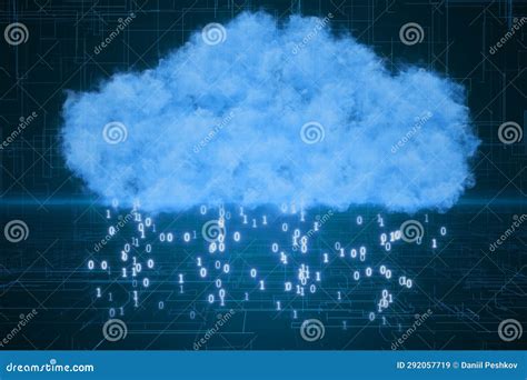 Creative Cloud Hologram With Binary Code Rain On Blurry Wallpaper Cloud Computing And