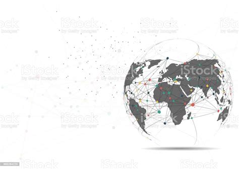 글로벌 네트워크 연결입니다 세계 지도 포인트와 라인 구성의 개념은 글로벌 비즈니스 벡터 일러스트 레이 션 3차원 형태에 대한 스톡 벡터 아트 및 기타 이미지 Istock