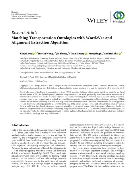 Pdf Matching Transportation Ontologies With Word2vec And Alignment