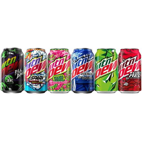 Mountain Dew 6 Flavor Variety Pack (Pitch Black , Mountain Dew, Code ...