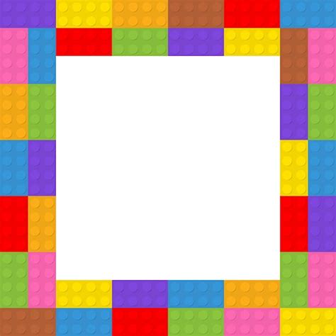 Marco Aislado De Juguete De Ladrillo Colorido Fondo De Plástico Bloques