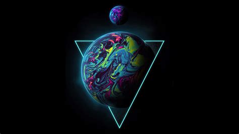 Download Abstract Neon Planets Artwork Wallpaper
