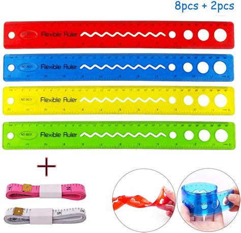 Ootsr 8pcs Flexible Ruler With 2 Soft Tape Measure 30cm12inch