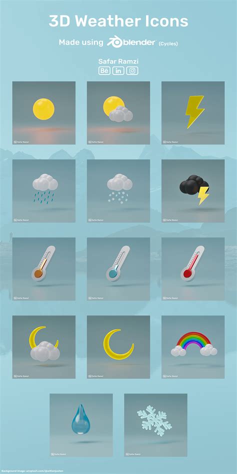 3d Weather Icons On Behance