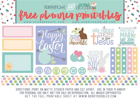 Cute Easter Planner Sticker Freebie Dorky Doodles