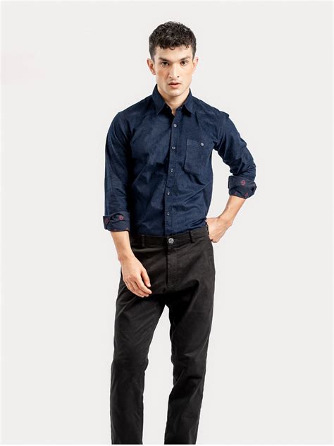 Navy Blue Corduroy Shirt Brumano Pakistan