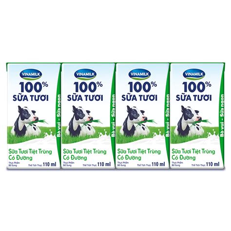 Thùng 48 Hộp Sữa Tươi Tiệt Trùng Vinamilk 100 Có Đường 110ml Lazadavn