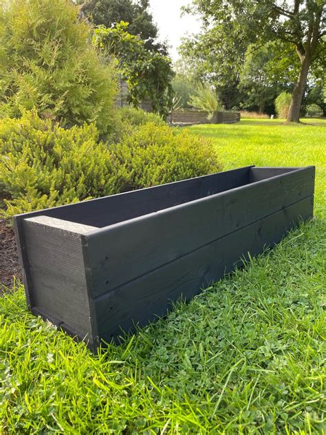 Wooden Rectangular Planters Outdoor Plant Pots Flower Boxes Etsy Uk