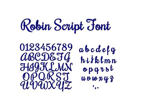 Robin Script Cursive Embroidery Font Instant Download 2 Etsy