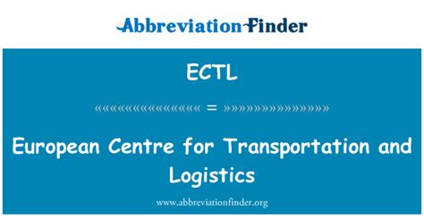 Ectl Significa Centro Europeo Para El Transporte Y Logística European