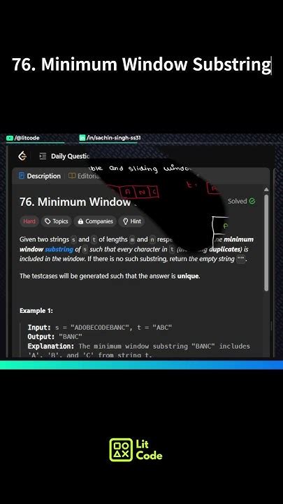 Leetcode 76 Minimum Window Substring Shorts Python