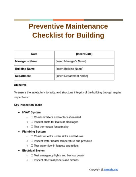 General Maintenance Checklist Free Printable Cleaning Checklist