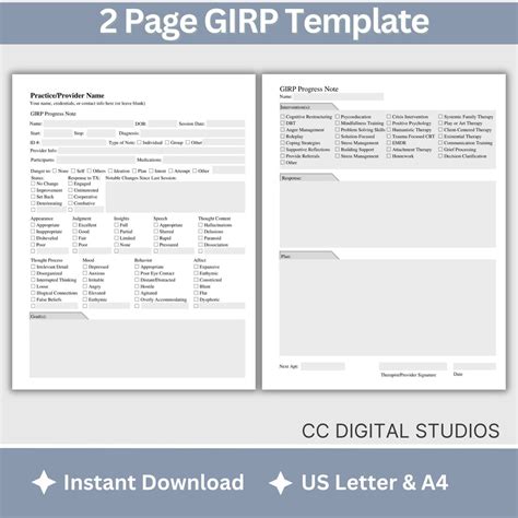 Girp Progress Note Template Thorough And Accurate Client Notes